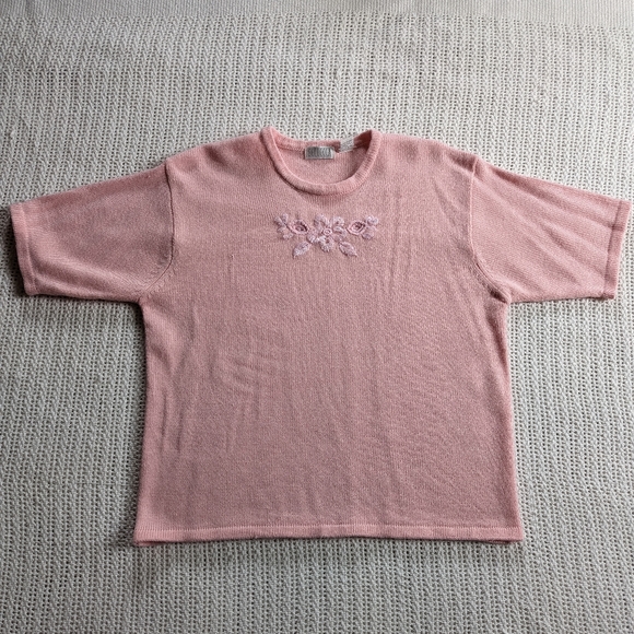 Selleca | Tops | Vtg Cottagecore Sweater Top Womens Medium Pink ...